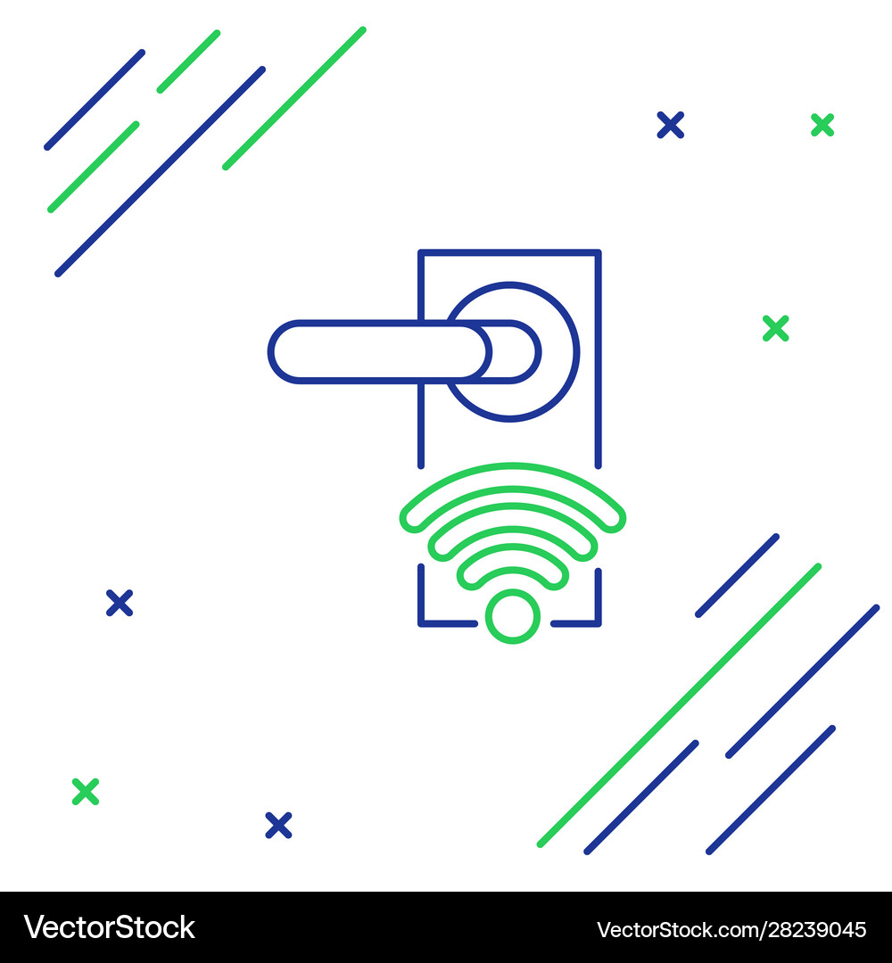Blue and green line digital door lock Royalty Free Vector