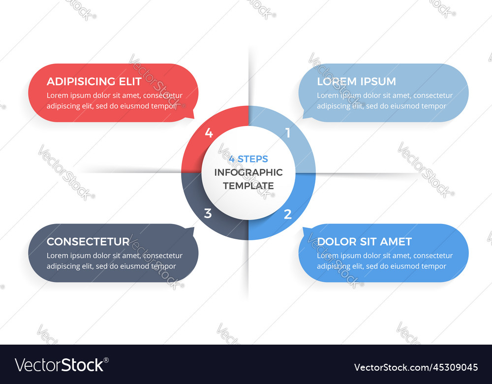 Circle diagram with four elements Royalty Free Vector Image