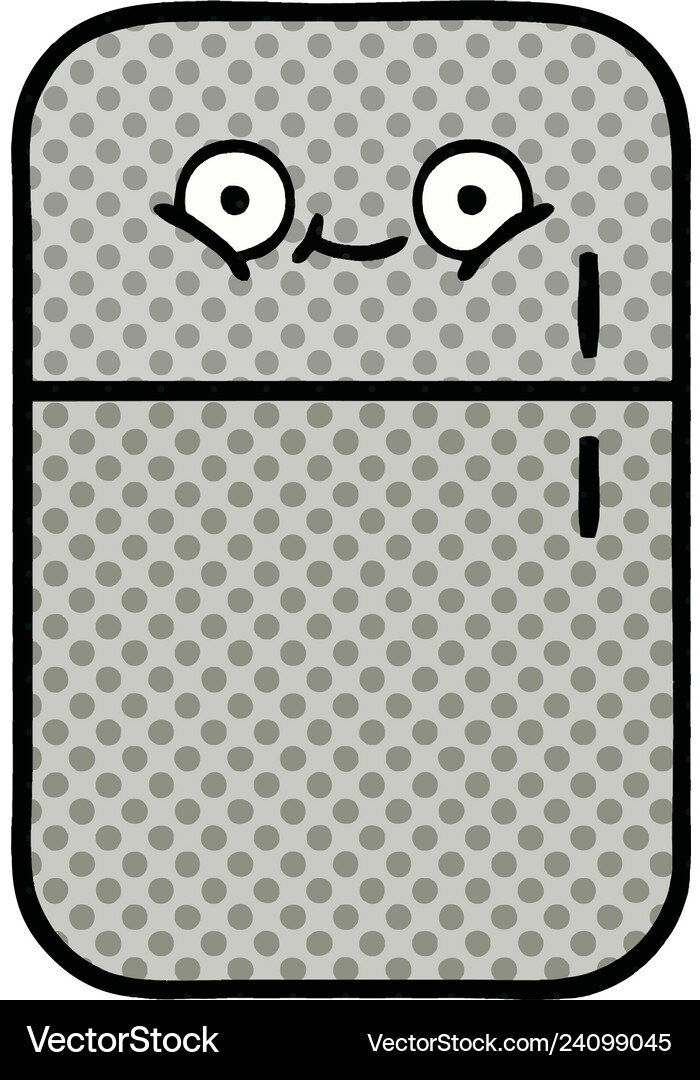 Comic book style cartoon fridge freezer Royalty Free Vector