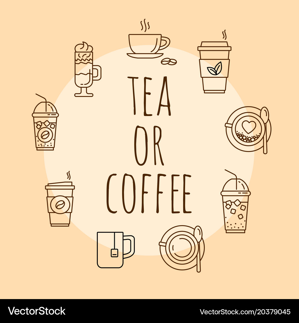 Concept with coffee and tea icons Royalty Free Vector Image