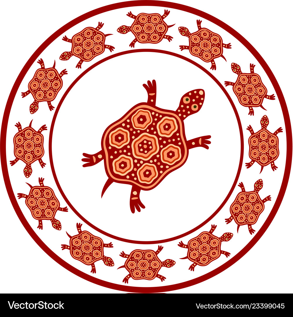 Deep red turtles based on african ethnic motifs Vector Image