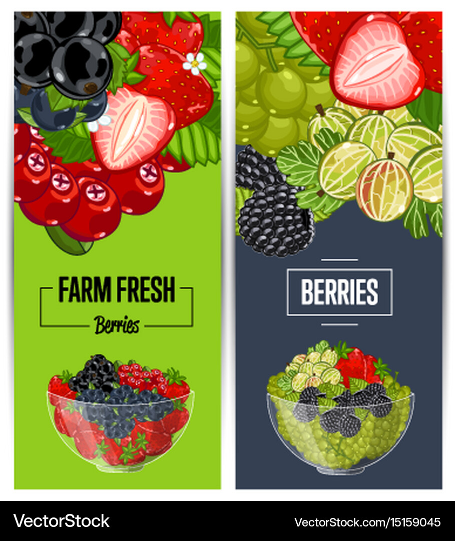 Farm fresh berry flyers set Royalty Free Vector Image