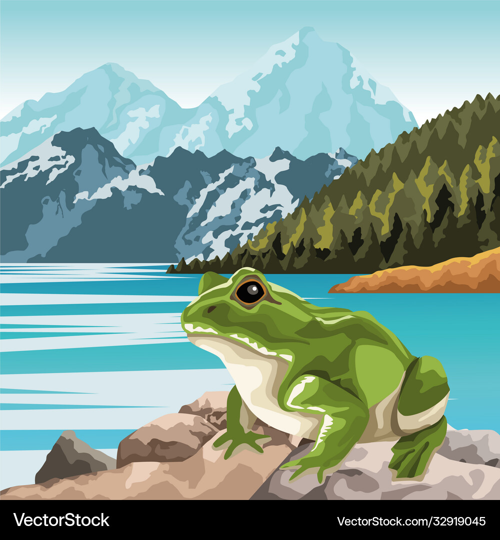 Frog animal in landscape scene Royalty Free Vector Image
