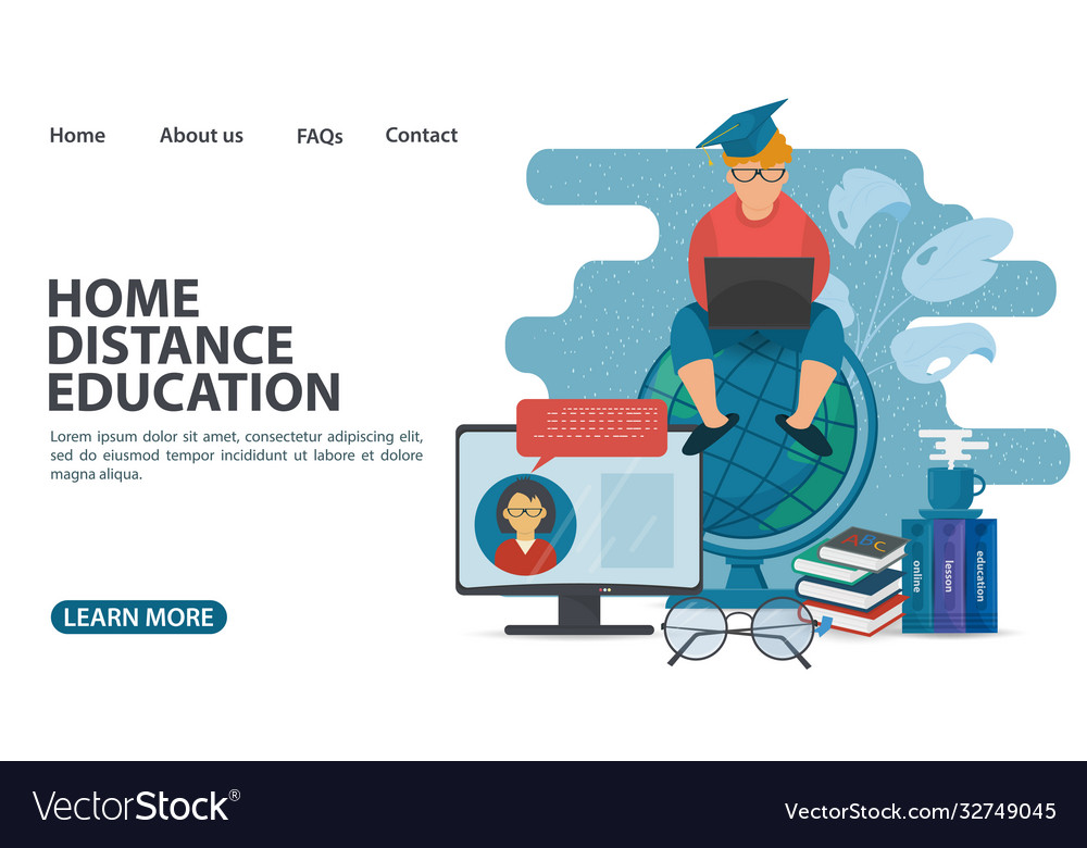 Online Training Web Page Design A Guy Sits Vector Image