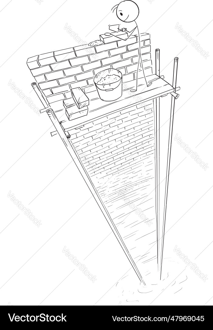 Person or builder building high wall cartoon Vector Image