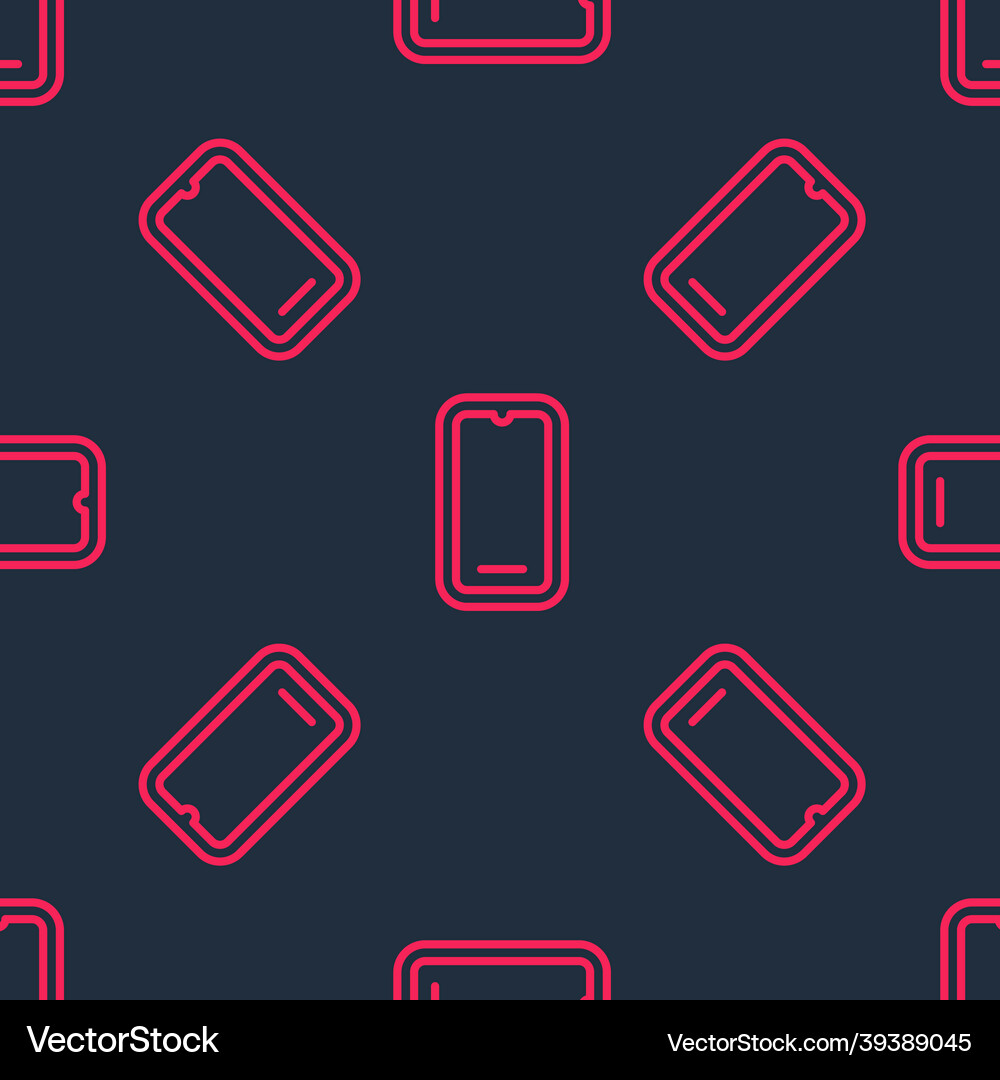 Red line smartphone mobile phone icon isolated Vector Image