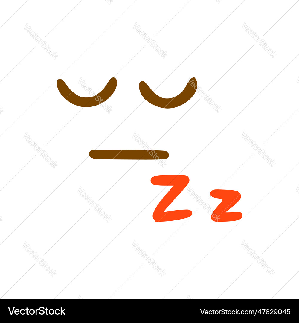 Sleeping face doodle icon emoticon in hand drawn Vector Image