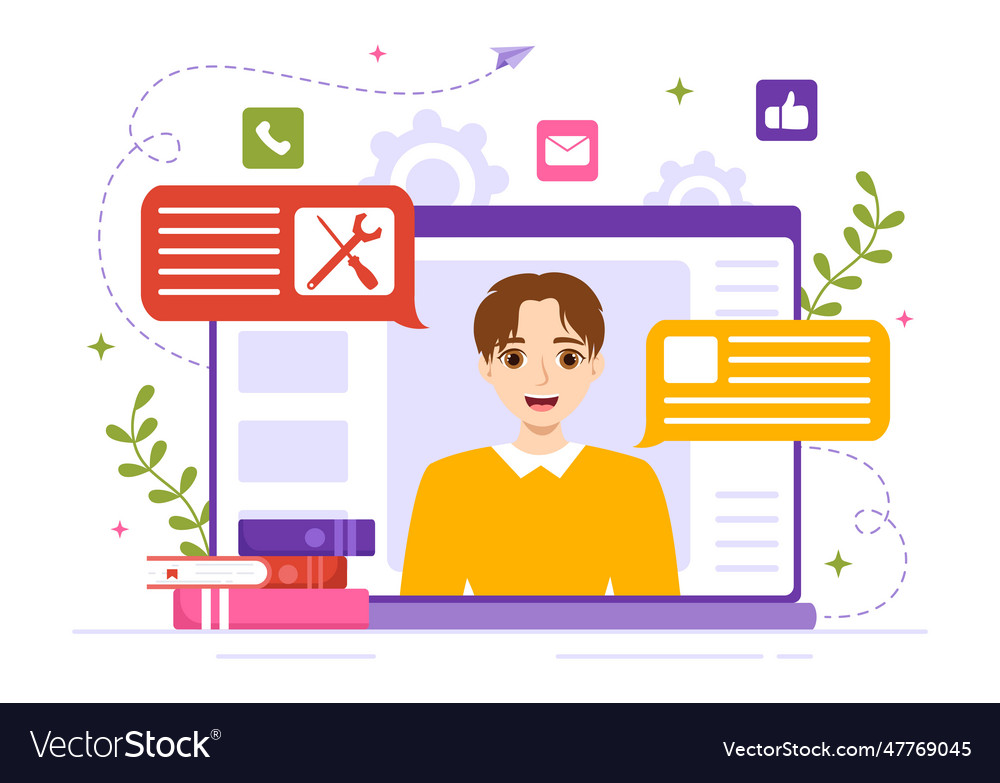 Technical support system with software Royalty Free Vector