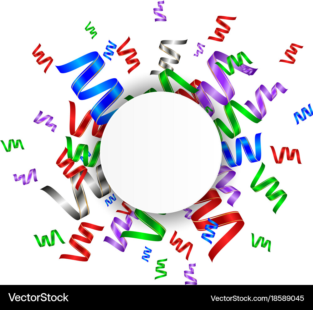 White banner with colorful confetti Royalty Free Vector