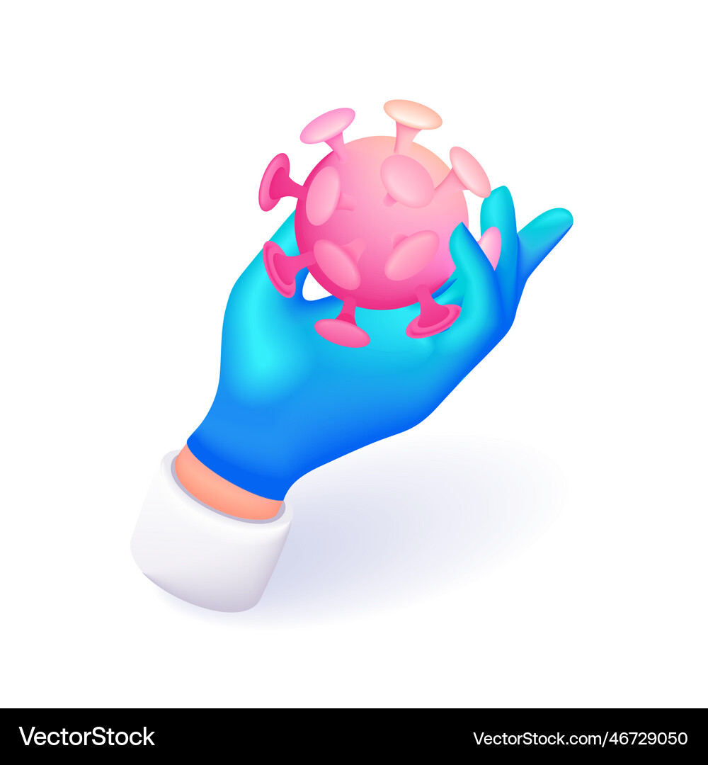 3d isometric cartoon hand in a blue Royalty Free Vector