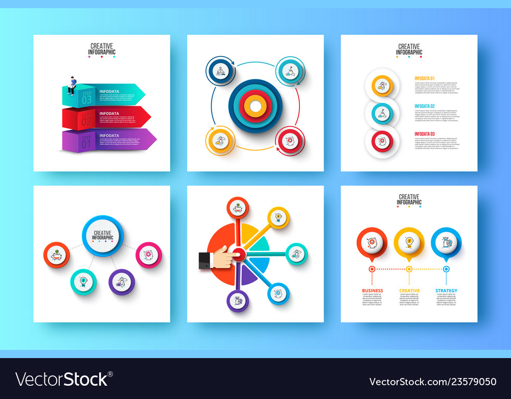 Abstract elements graph diagram with 3 4 and Vector Image