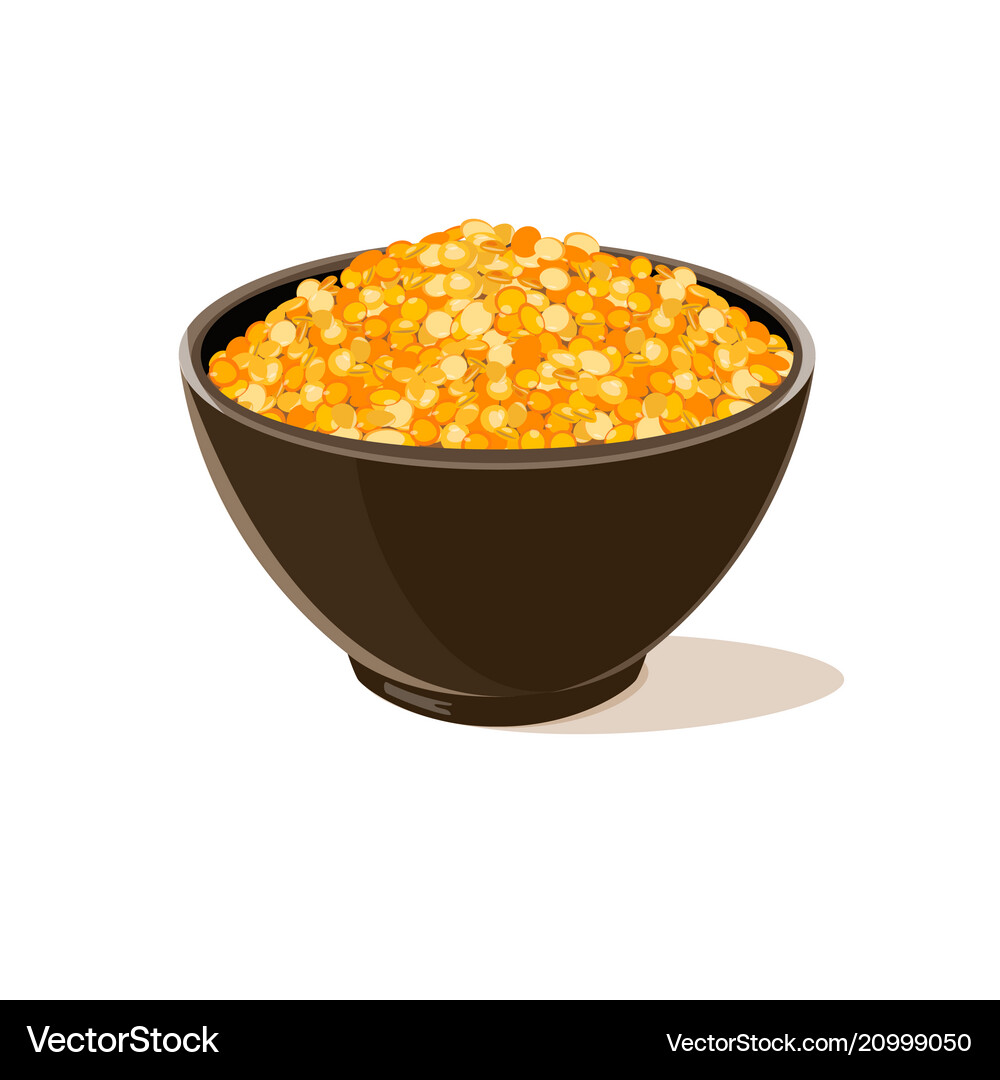Bowl full yellow lentils Royalty Free Vector Image