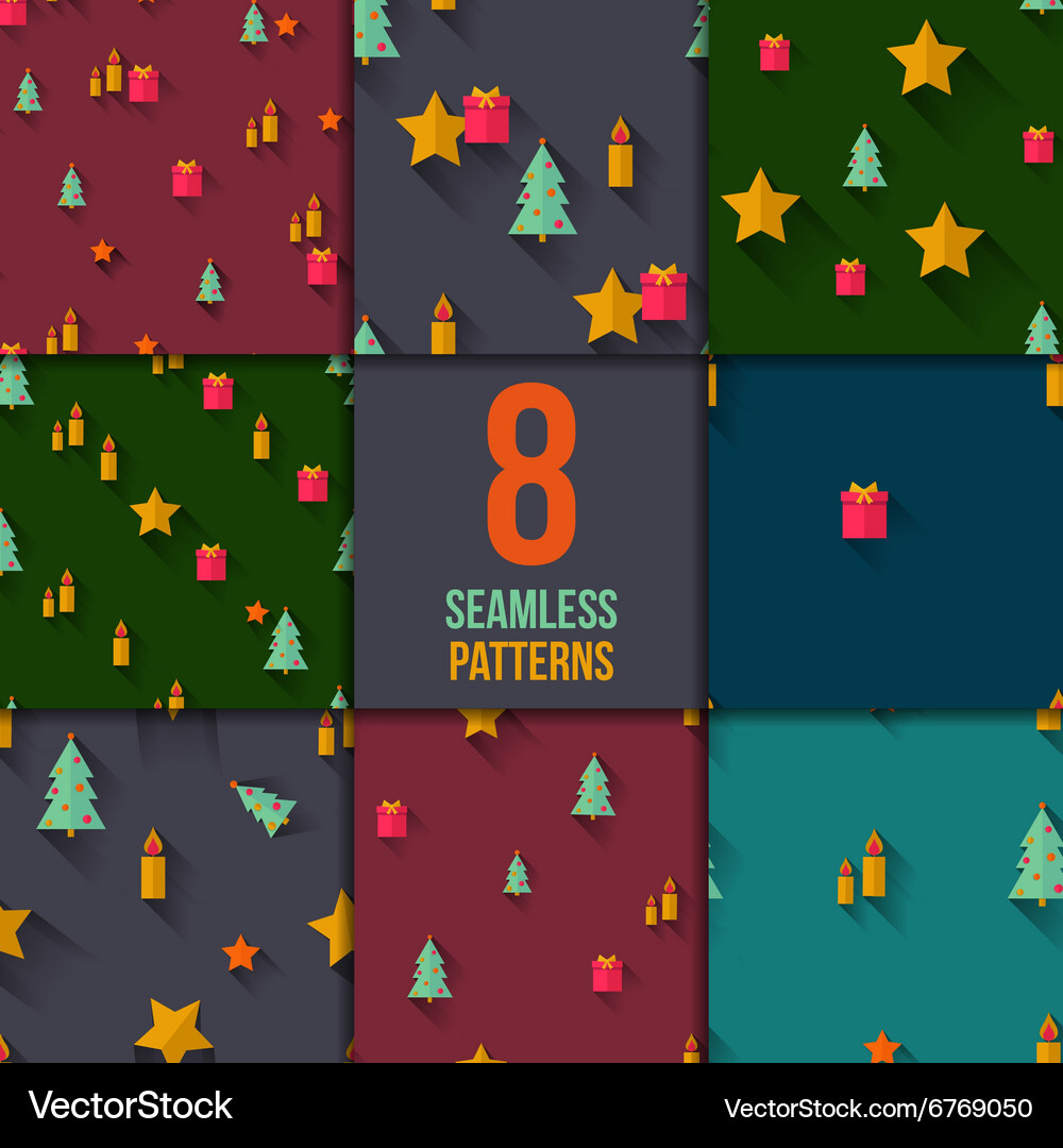 Christmas seamless pattern set Royalty Free Vector Image