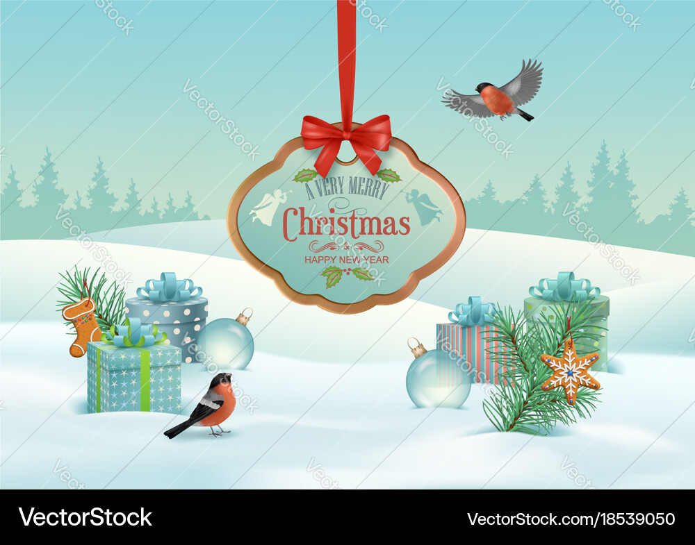 Christmas winter landscape Royalty Free Vector Image