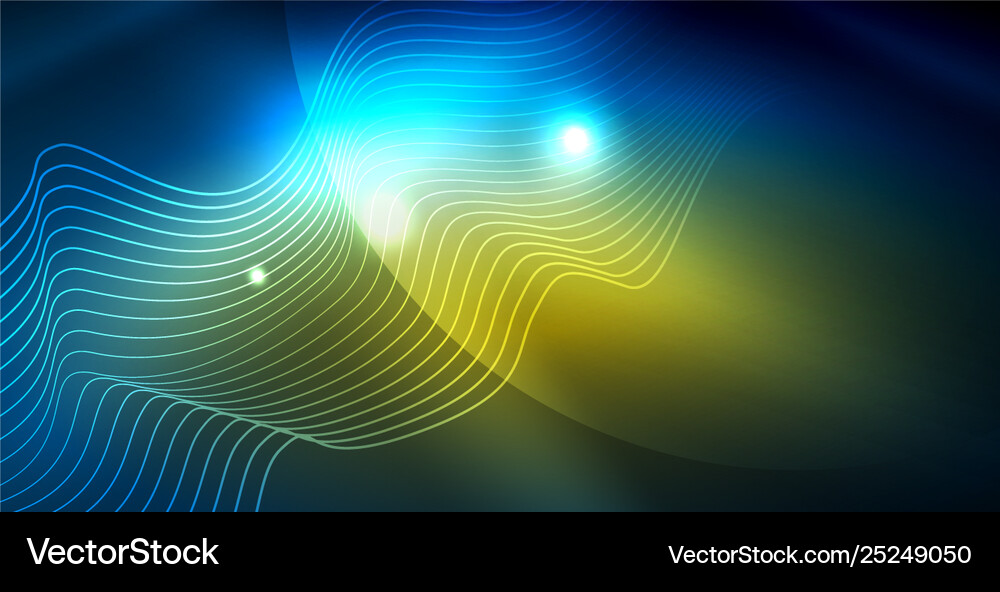 Color neon lights with waves abstract background Vector Image