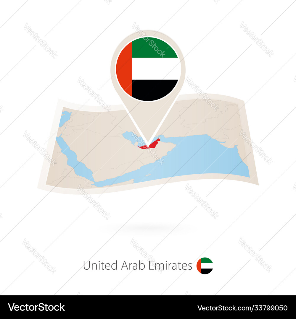 Folded paper map united arab emirates Royalty Free Vector