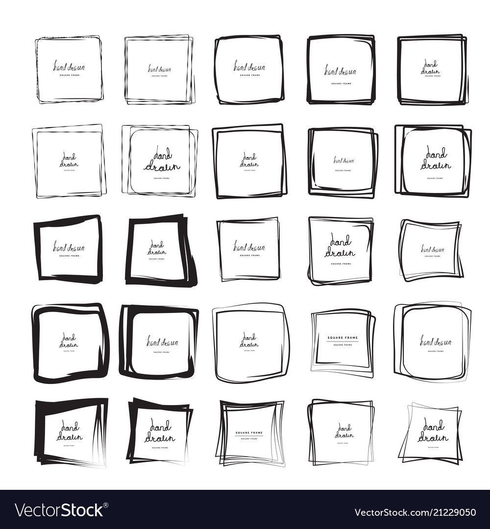 Hand drawn square frames Royalty Free Vector Image