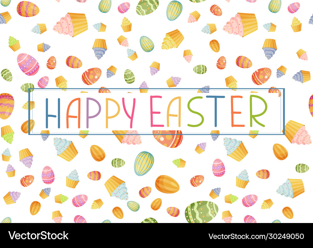 Happy easter greeting card with colorful Vector Image