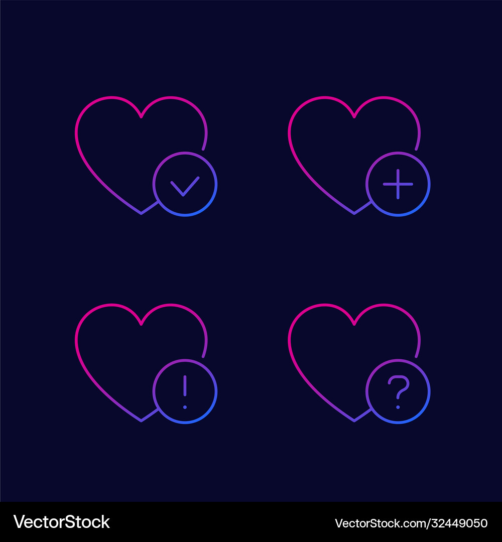 Heart and tick plus and exclamation mark Vector Image