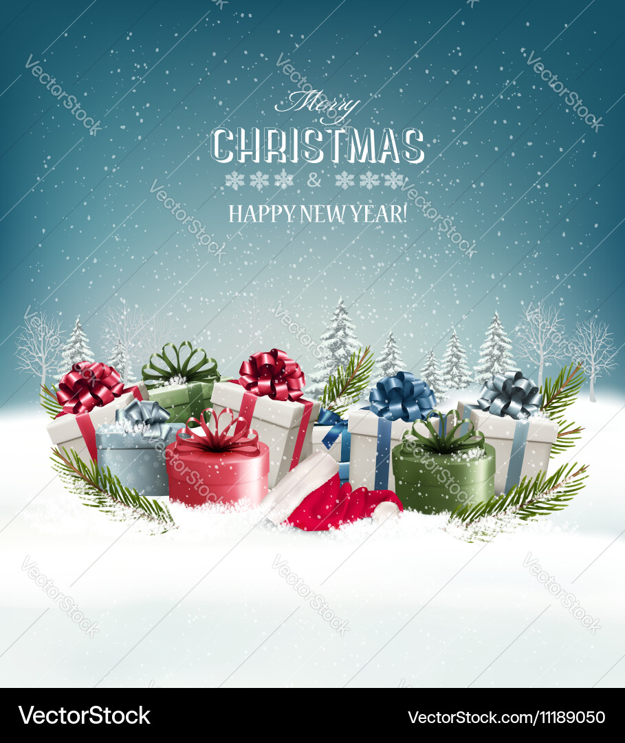 Holiday christmas background with a gift boxes Vector Image