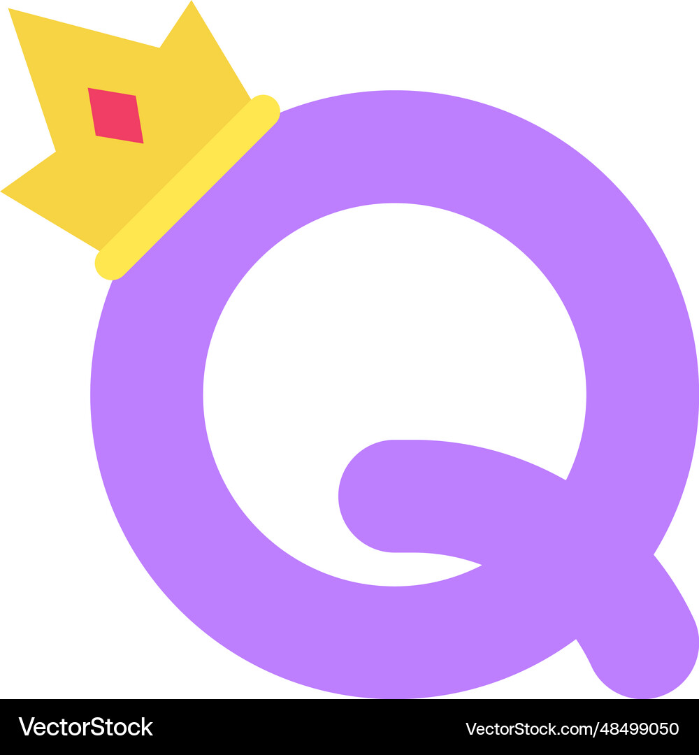 Letter q alphabet with queen icon Royalty Free Vector Image