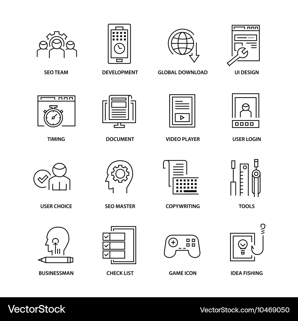 Modern thin line icons set for business Royalty Free Vector