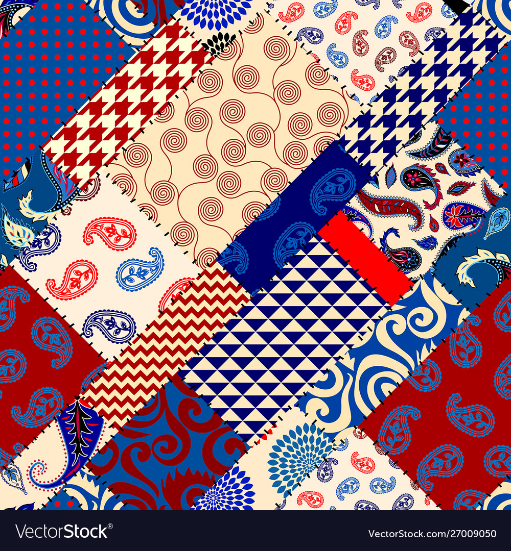 Patchwork Textile Pattern Seamless Quilting Vector Image