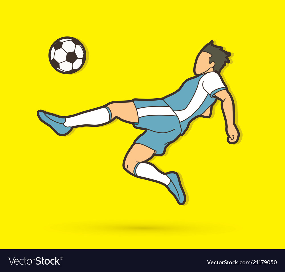 Soccer player somersault kick overhead kick Vector Image