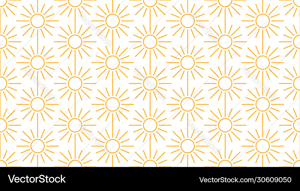 Sun seamless pattern with line icons sunny summer Vector Image