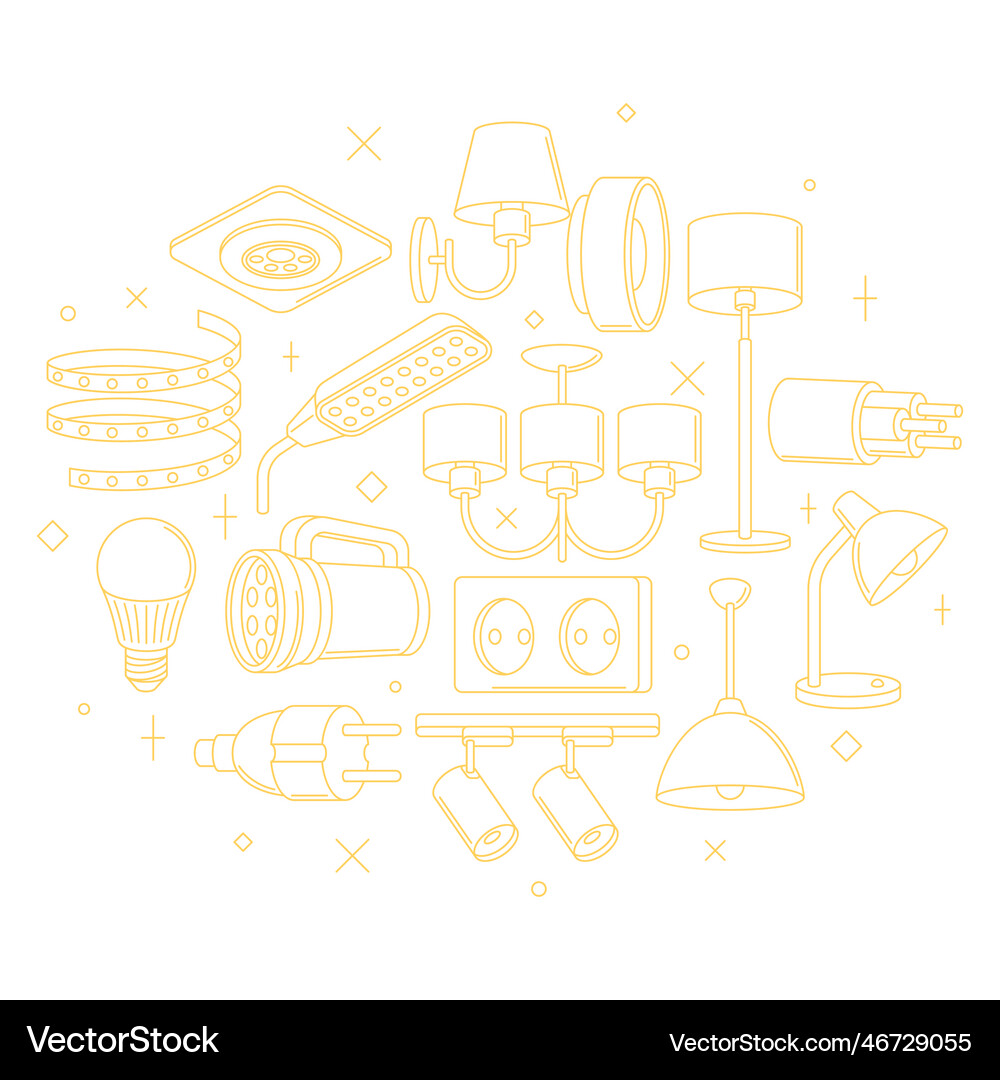 Background with electric lightings and lamps Vector Image