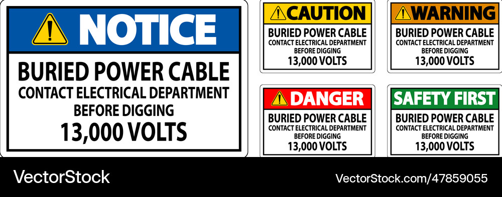 Danger sign buried power cable contact electrical Vector Image