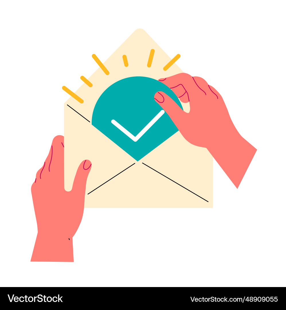 Envelope in hand receipt of notice message read Vector Image