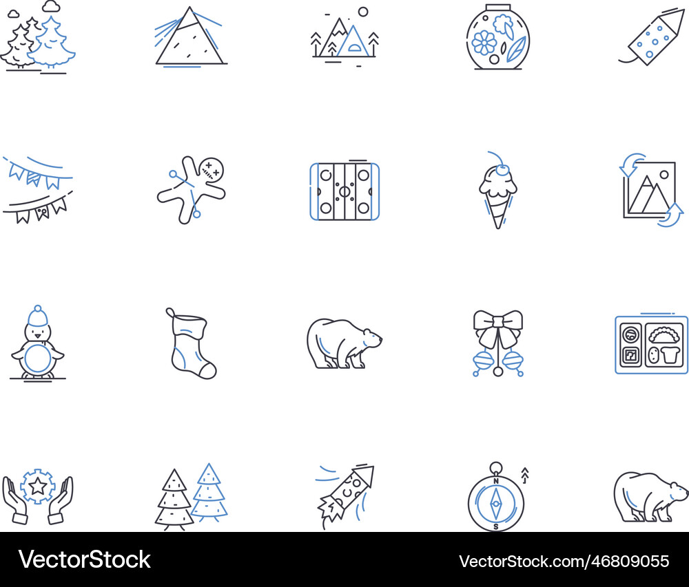 Frigid line icons collection icy chilly Royalty Free Vector