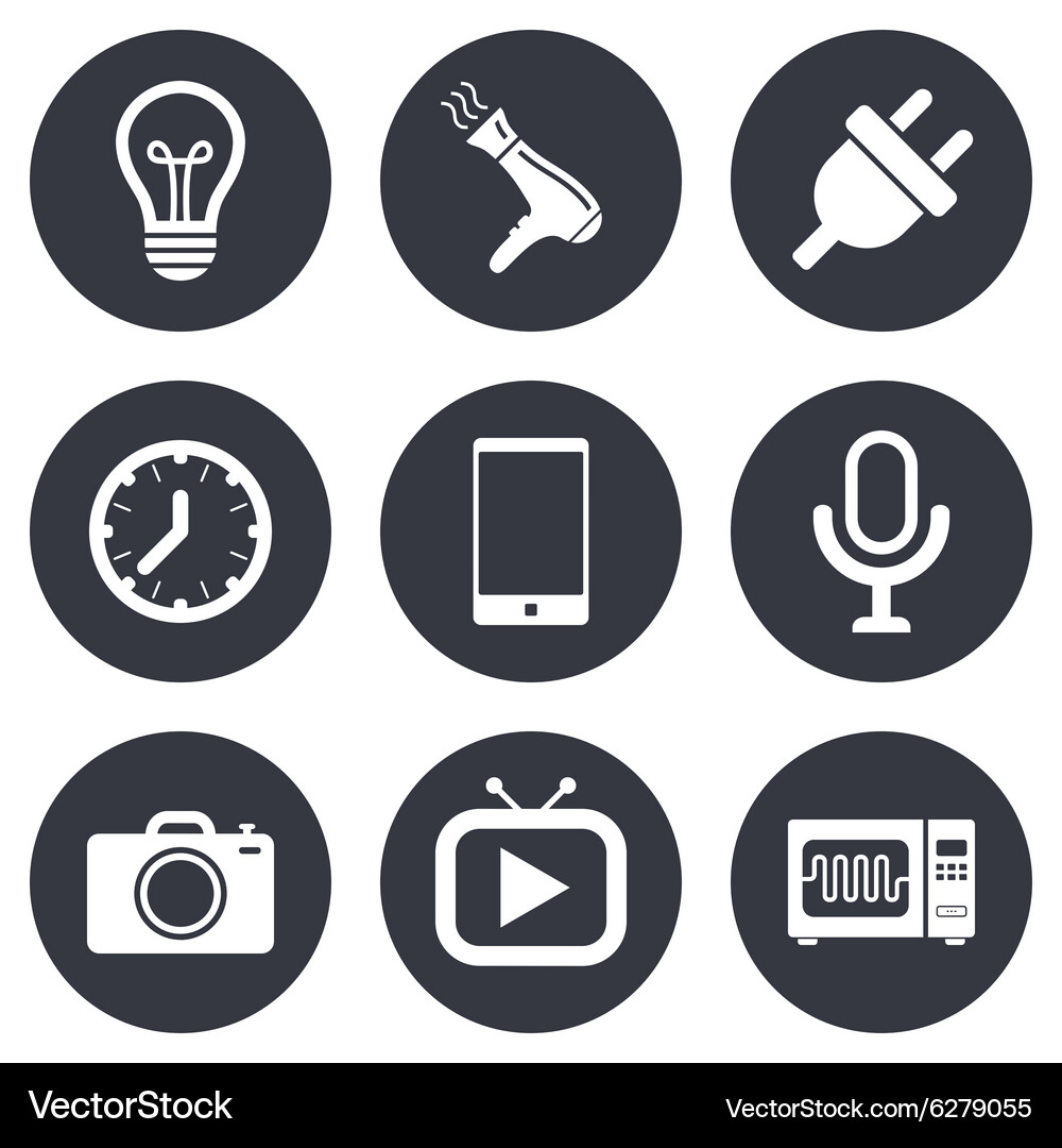 Home appliances device icons electronics sign Vector Image