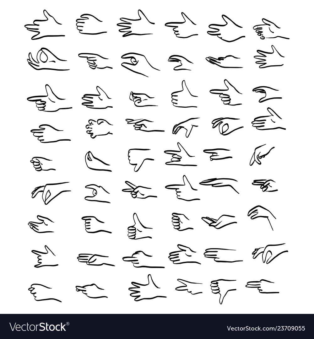 Human hand gestures set sketch Royalty Free Vector Image