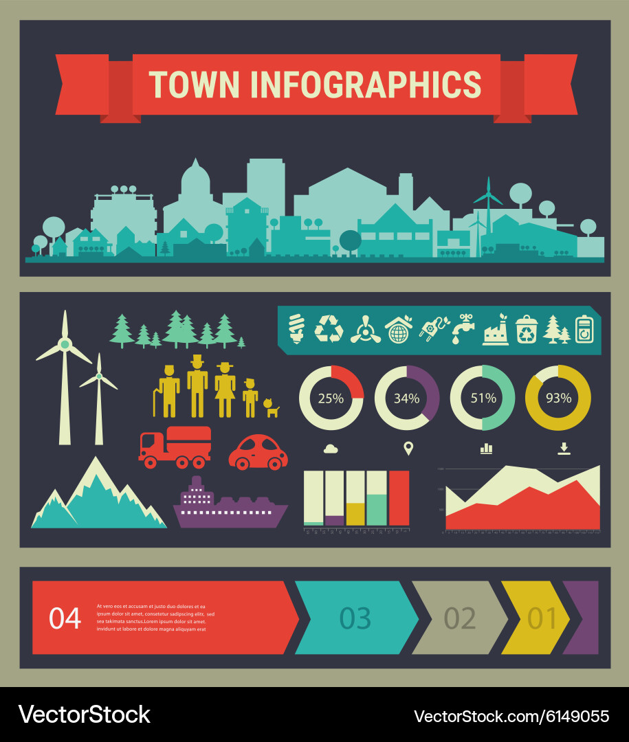 Infographics town and village Royalty Free Vector Image
