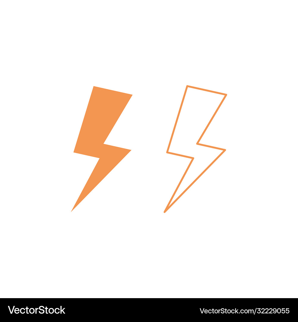 Lightning icon symbol in flat design outline Vector Image