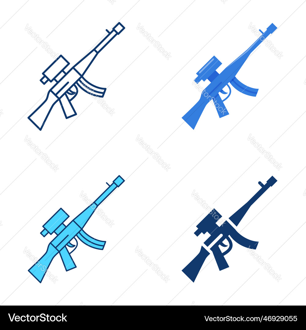 Machine gun icon set in flat and line style Vector Image