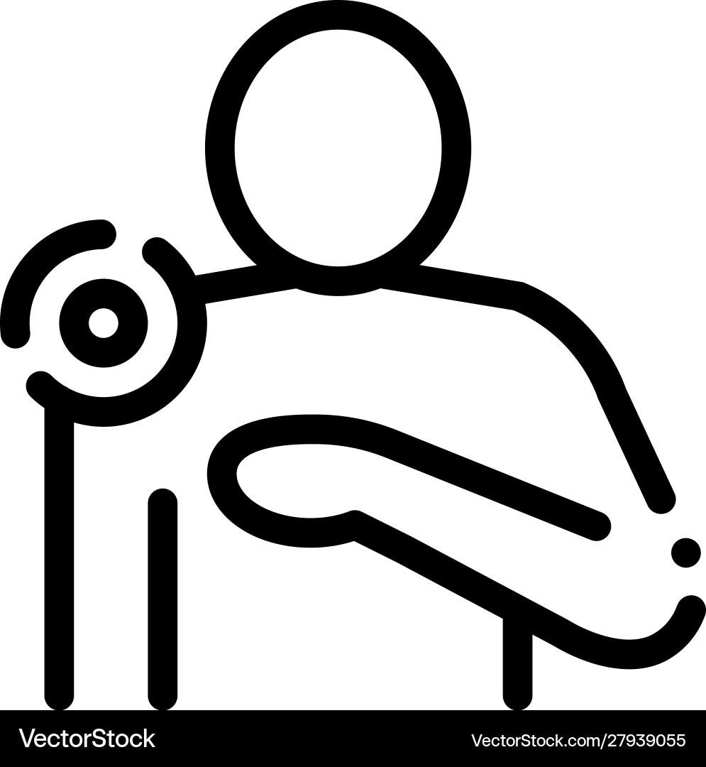 Pinpoint shoulder pain icon outline Royalty Free Vector
