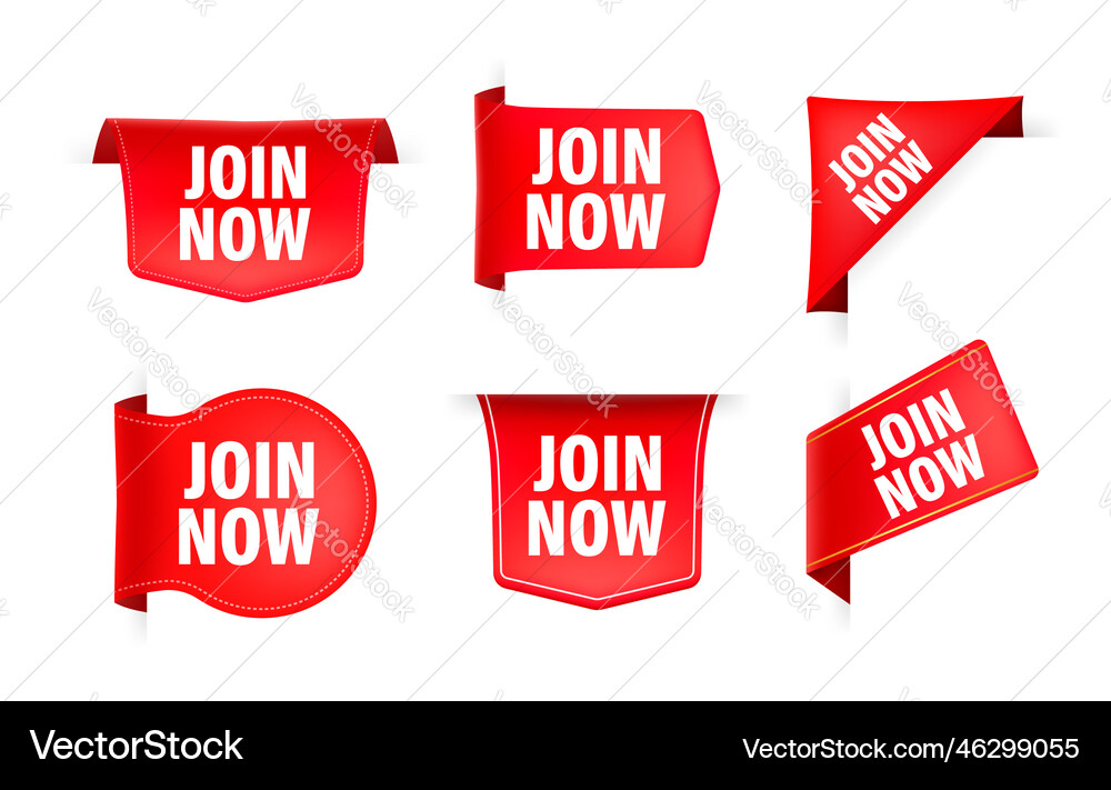 Red ribbon with text join now join our team Vector Image
