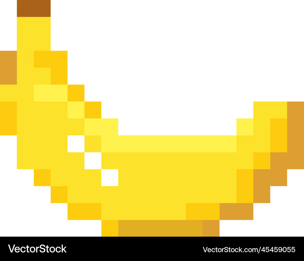 Ripe banana fruit pixelated design for 8 bit game Vector Image