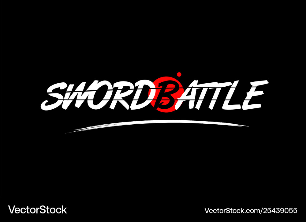 Sword battle word text logo icon with red circle Vector Image