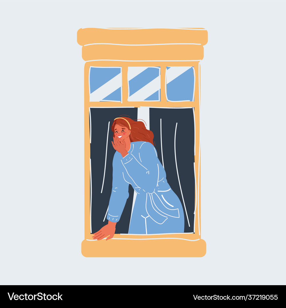 Woman looking out her Royalty Free Vector Image
