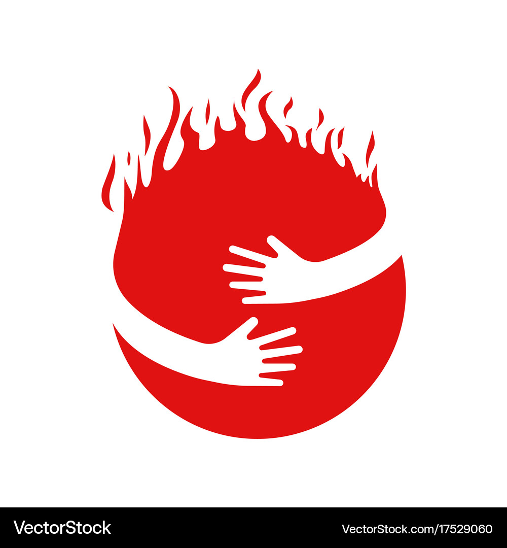Ball on fire hug and circle with fire flames Vector Image