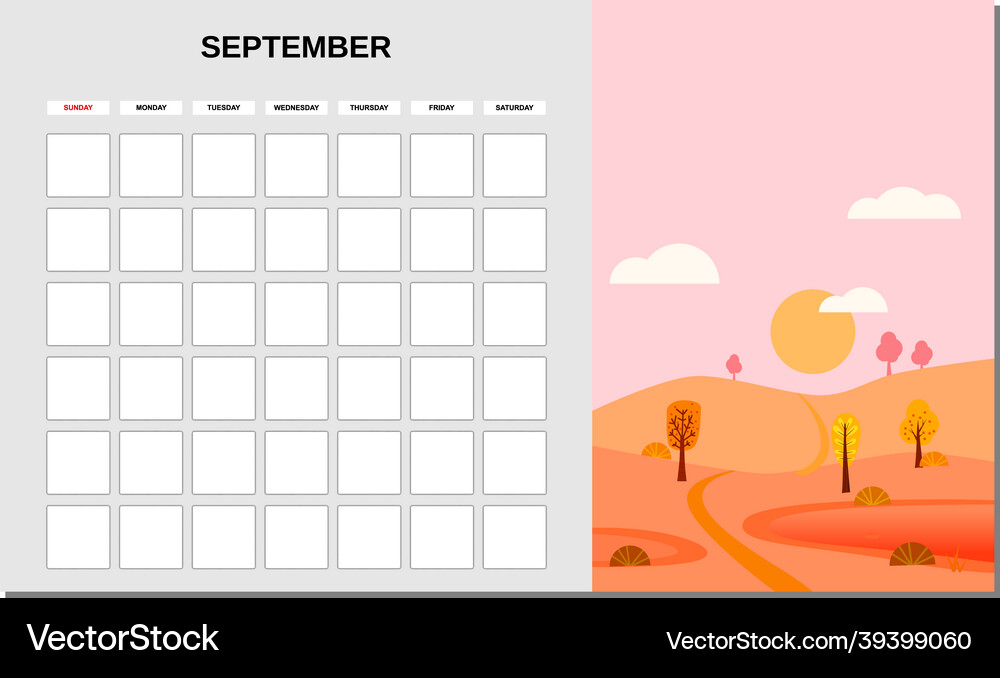 Calendar planner september month minimalistic Vector Image