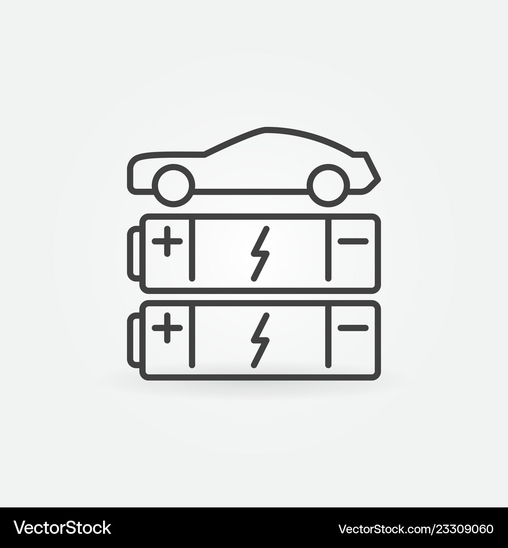 Car with batteries line icon ev concept Royalty Free Vector
