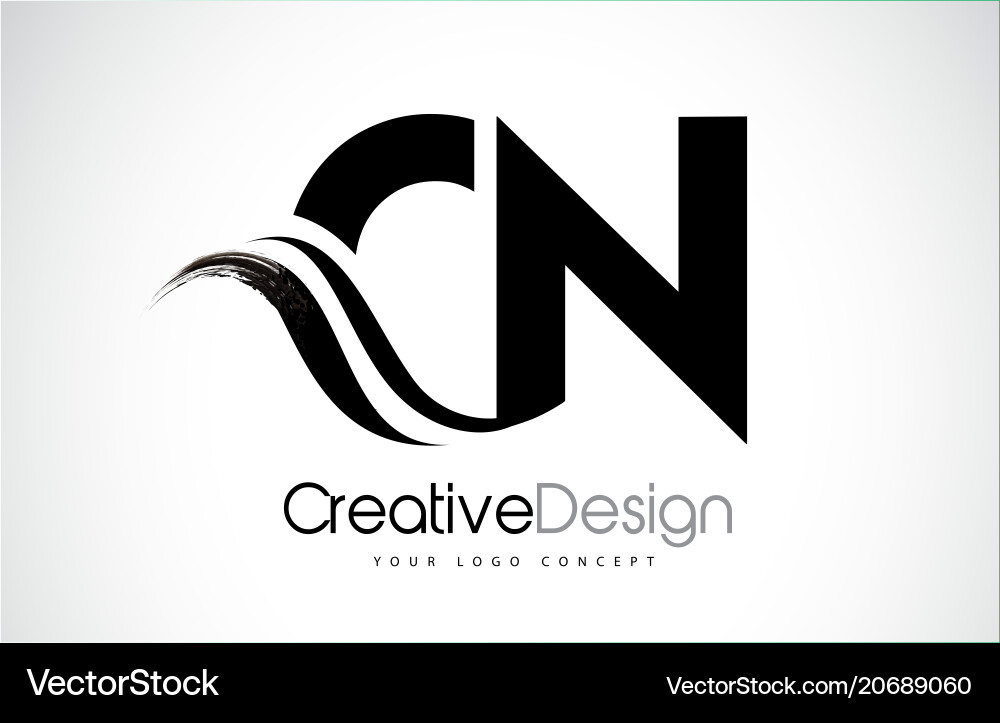 Cn c n creative brush black letters design Vector Image