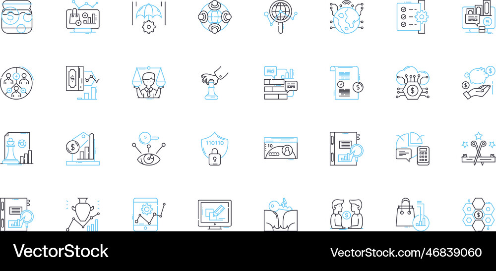 Corporate audit linear icons set compliance risk Vector Image