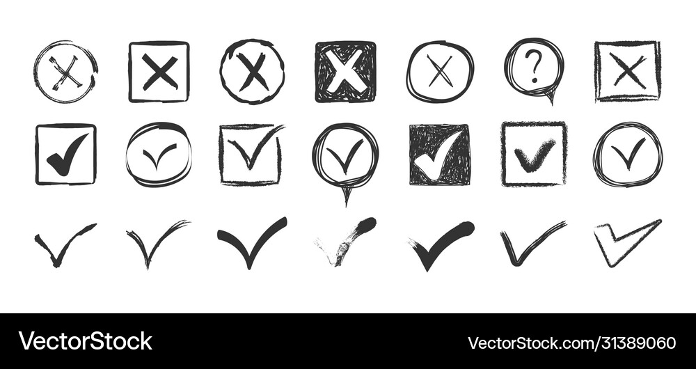 Doodle check marks Royalty Free Vector Image - VectorStock