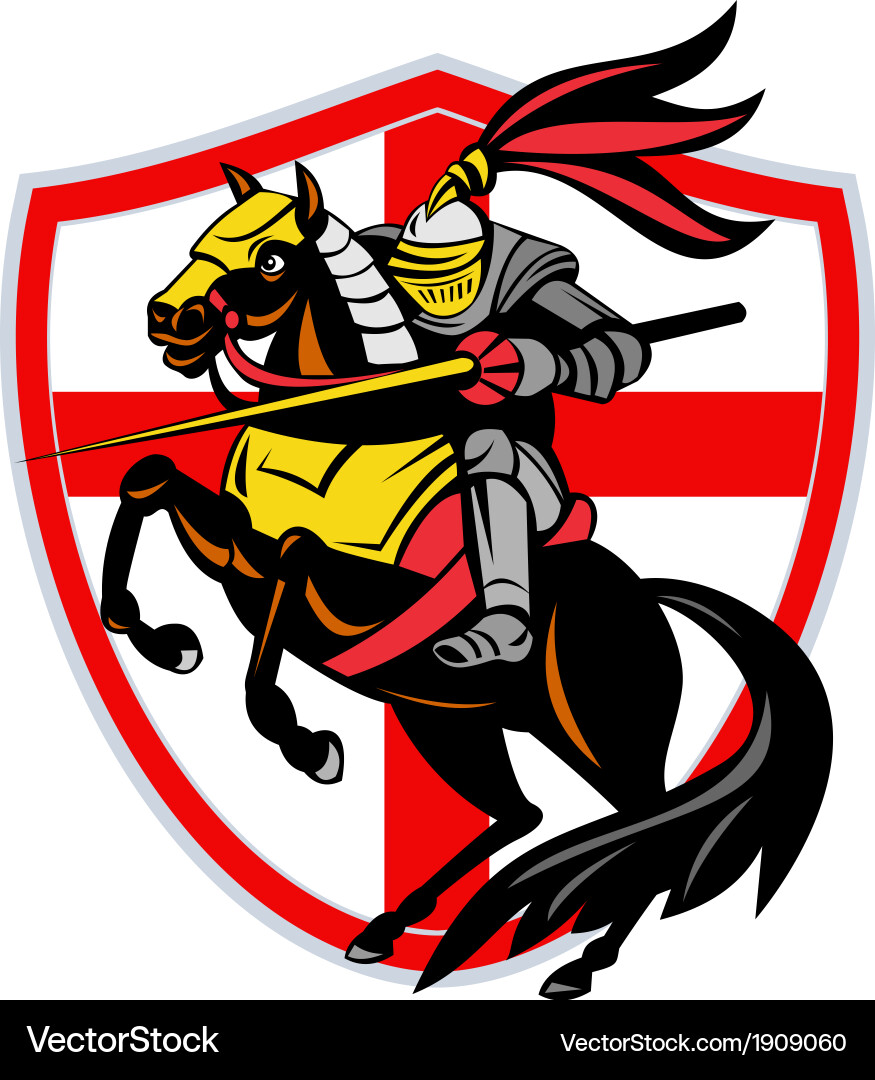English Knight Lance England Flag Shield Retro Vector Image
